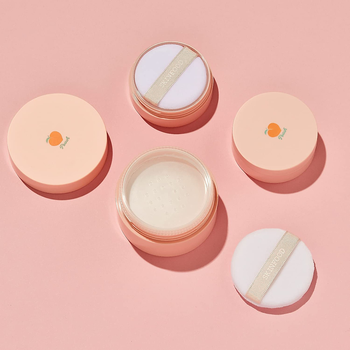 SKINFOOD Peach Cotton Multi Finish Powder 5g - Korean Peach Extract & Calamin Sebum Control Face Powder - Silky Setting Powder - Setting Powder for Oily Skin - Sweet Peach Scent for Soft Skin