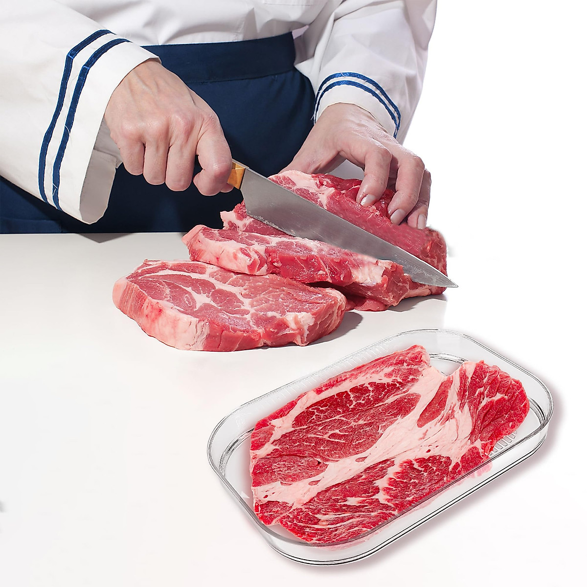 BuleVina Triple Layer Deli Meat Container Set for Fridge, 1.6L BPA-Free Cold Cut Storage with Lid 3 Tier Food Organizer Saver Refrigerator for Cheese, Ham, Sandwich, Lunch, Stackable, Airtight