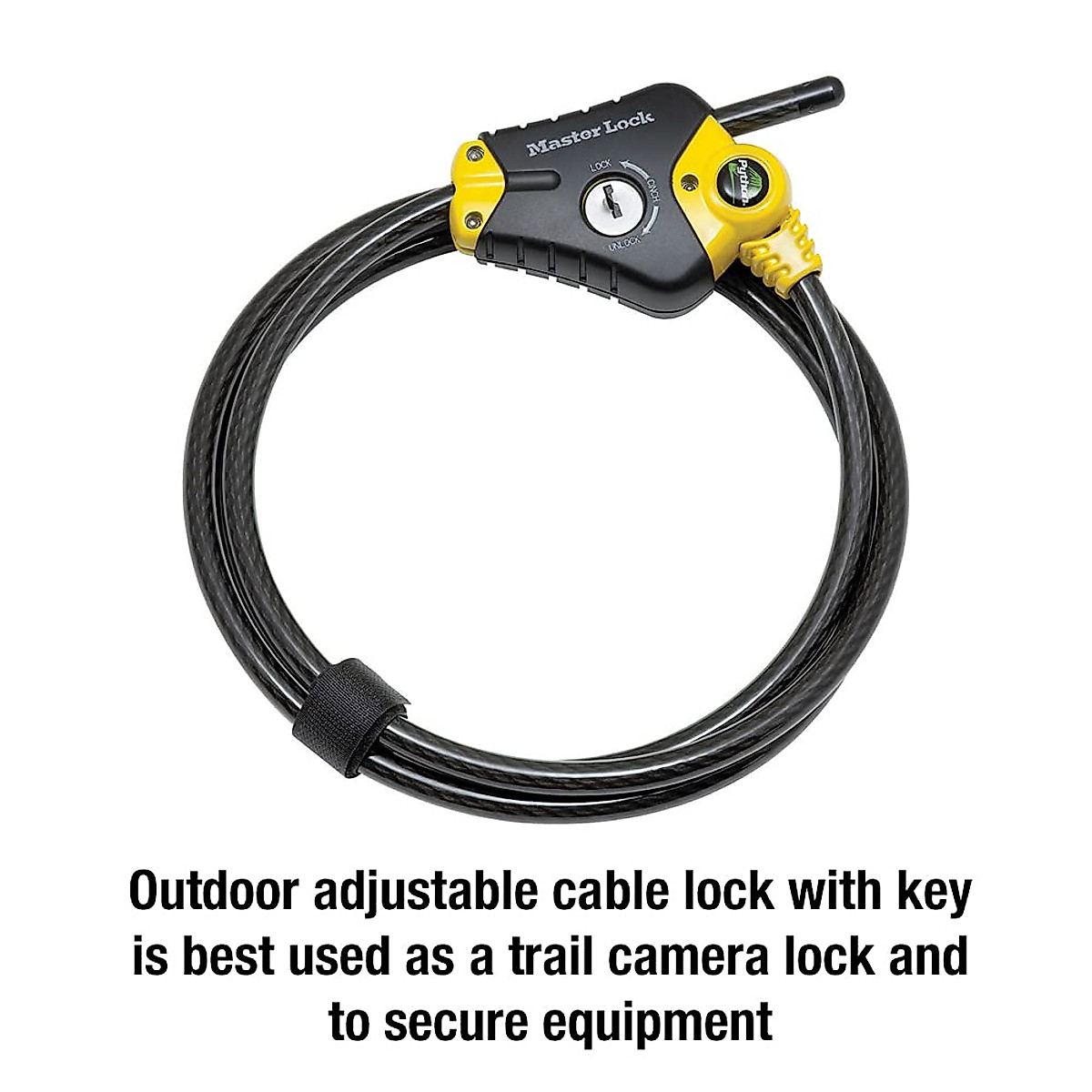 Master Lock 8413DPF Python Cable Lock with Key, 1 Pack, Black and Yellow, 6' x 3/8" diameter