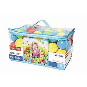 Fisher-Price Bestway Small 2.5 Inch Air Filled Smooth Plastic Kids Multi-Colored Balls for Fun Ball Pits or Playhouses, 100 Count