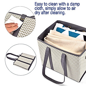 NERUB Reusable Grocery Bags Shopping Bags Grocery Tote Bag with Reinforced Bottom Heavy Duty Handles (Set of 3, Blue/Gray/Wave)