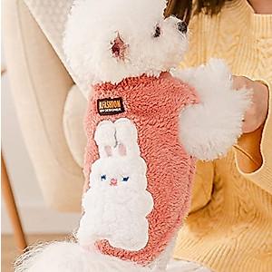Loyanyy Plush Dog Coat Cute Bear Dog Cat Clothe Soft Warm Pet Vest Puppy Kitten Winter Sweater Fleece Dog Apparel for Cold Weather Pink Medium