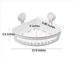 4OURVAN Vacuum Shower Corner Caddy Suction Cup Bathroom Kitchen Organizer Corner Shelf Rack Shower Basket Wall Mounted Shower Holder Organizer for Shampoo |Conditioner | No-Drilling Removable Reusable