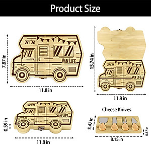 RV Bamboo Charcuterie Boards Outdoor Travel Folding Serving Platter with Cheese Knives Personalized Picnic Tray Cool Christmas Birthday Gifts for Women Men Camper