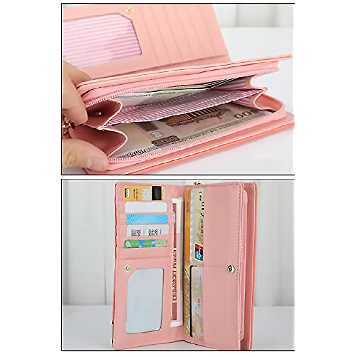 SQX Totoro Wallets Women Wallets Cartoon Card Holder Coin Purse Zipper and Hasp Clutch Long Wallet (Color : Black), 19x9x3cm