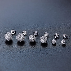 MILACOLATO 18K Gold Plated 925 Sterling Silver Stud Earrings for Women Clear Cubic Zirconia Disco Earrings Sparkle Crystal Ball Stud Earrings for Sensitive Ears Hyapollergenic, 8mm