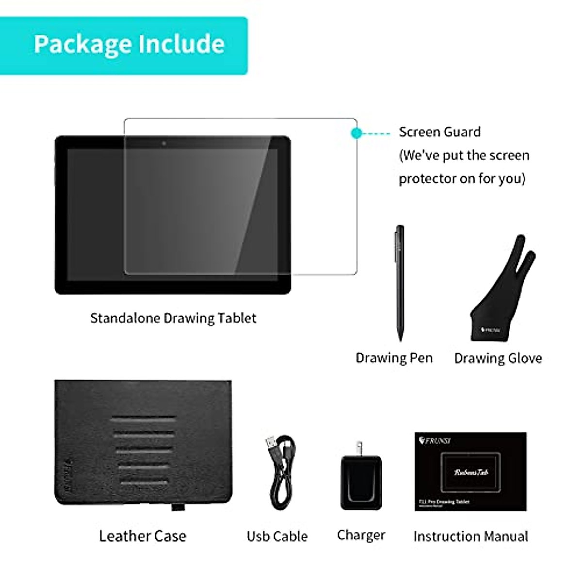 Frunsi Drawing Tablet, Standalone Drawing Tablets with Screen, No Computer Needed, Octa-core CPU, 10 inch FHD Display, Android 12, 4GB/64GB, SD Card Slot, Portable Drawing Tablets for Digital Artwork