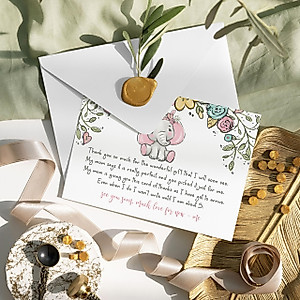 Paper Clever Party Cottage Elephant Baby Shower Thank You Cards with Envelopes - 25 Pack - Pink Floral 4x6 Blank Notes with Prefilled Message from Baby Girl - Personalizable Space for Customization