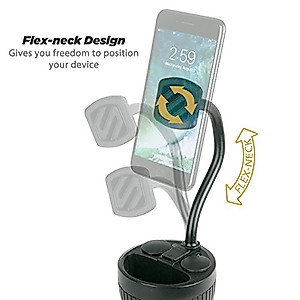 Scosche MAGPCUP MagicMount PowerHub Magnetic Cup Holder Phone Mount for Car, Charge Multiple Devices, Adjustable to Fit Most Cupholders, Black