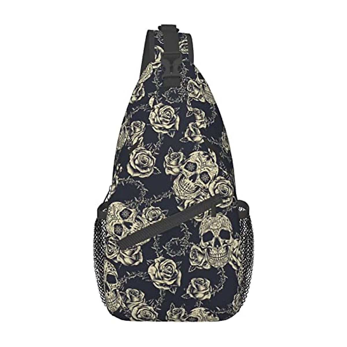 YANGDADA Vintage Tattoo Skull And Roses Sling Bag Crossbody Backpack Sling Backpack Shoulder Bag Casual Daypacks for Women Men Cycling Hiking Travel