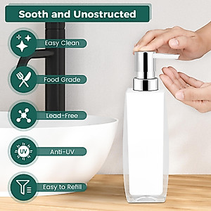 Memanque White Soap Dispenser Bathroom,2 Pack Kitchen Hand and Dish Soap Dispenser Set, Bathroom Soap and Lotion Dispenser,Refillable Liquid Soap Dispenser