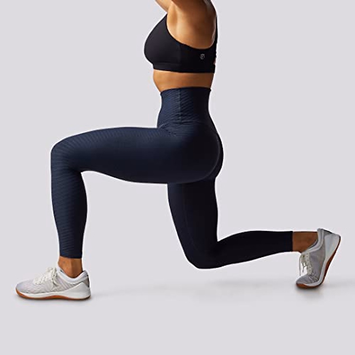 Born Primitive Paragon Leggings – Textured TIK Tok Leggings for Women – High Waisted Gym, Running, Workout or Yoga Pants – Form Fitting Full Length Sport Leggings - Navy Blue, Medium