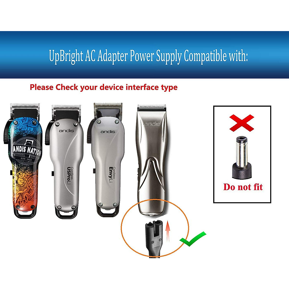 UpBright 4.5V AC/DC Adapter Compatible with Andis 73102 Envy Li US Pro LCL 73000 73105 73106 73005 73010 73045 73060 73095 77511 Supra Li 5 LCL-2 73500 73035 Clipper Trimmer SPA045120DU Power Charger