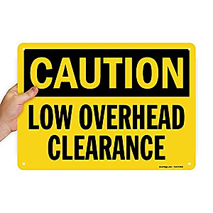 SmartSign - U9-1322-NA_10x14 "Caution - Low Overhead Clearance" Sign | 10" x 14" Aluminum Black on Yellow