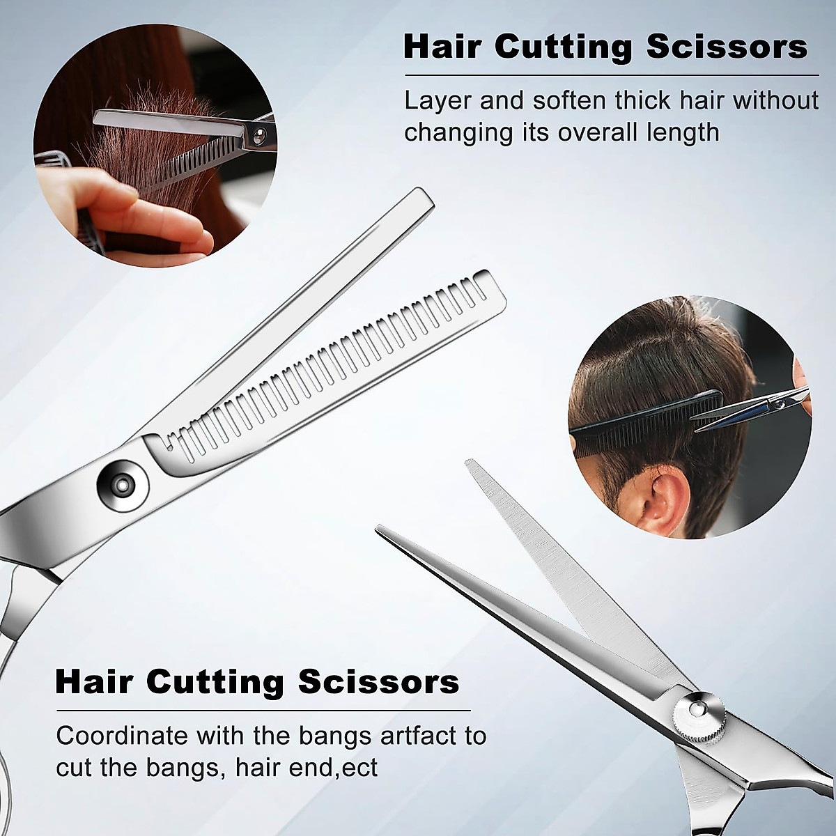 Sirabe 9 Pcs Hair Cutting Scissors Set Hairdressing Scissors Kit, Thinning Haircut Scissors, Professional Barber Salon Home Shears Kit for Men Women
