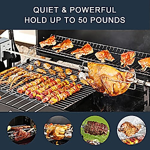 Apromise Rotisserie Motor - Stainless Steel Rotisserie Spit Motor 6W 110 Volts with Waterproof On/Off Switch | Powerful Rotisserie Motor Hold Up to 50 Pounds Capacity - Silver