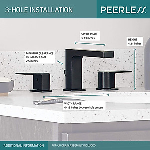 Peerless P3519LF-BL Xander Two-Handle Lavatory Faucet Widespread, Matte Black