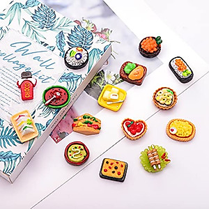 80 Pieces Micro Food & Drink Bottle Toys Mix Random Loaded Fake Doll House Kitchen Accessories Mini Play Fake Resin Doll House (Burger, Pizza, Cake, Ice Cream, Bread)