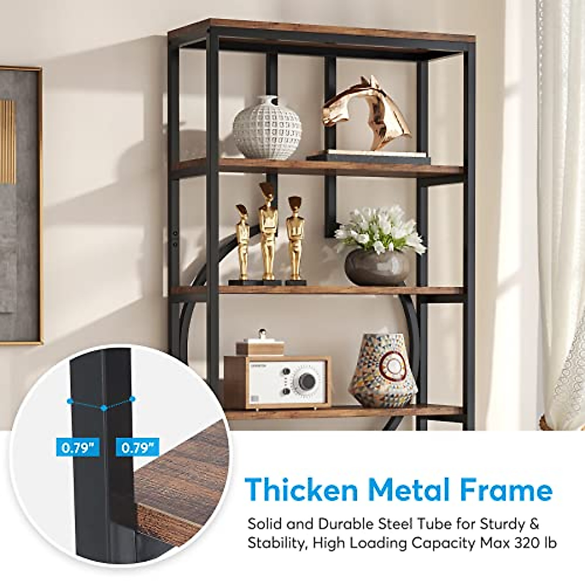Tribesigns 70.9 Inch Industrial Bookshelf, 6-Tier Tall Bookcase with Open Shelves, Wood and Metal Display Shelf Storage Shelves for Bedroom, Living Room and Home Office, Vintage Brown