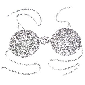 Sparkly Crystal Bra Chain Round Rhinestone BIkini Top Cover Chest Body Chain for Women Sexy Summer Beach Nightclub Part Body Jewelry