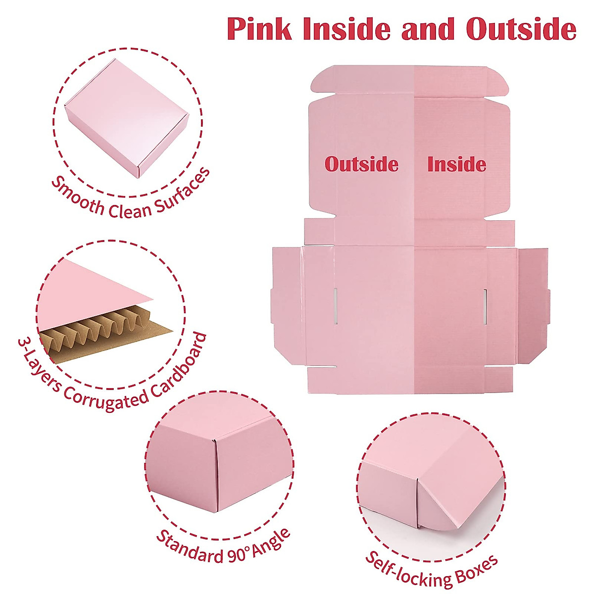 CRUGLA 20 Packs 12x9x4 Gift Boxes With Lids for Presents, Large Pink Gift Boxes Empty for Wrapping Gifts for Women Girls Mothers Day Wedding Birthay Party Valentine's Day