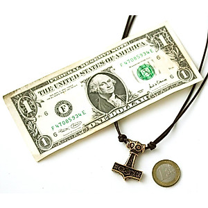 Bronze Celtic Knot Engraved Axe head Thors Hammer Mjolnir Norse Nordic Pendant Necklace Thailand Jewelry (Necklace)