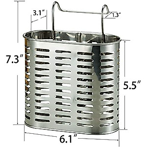 kaileyouxiangongsi Stainless Steel Hanging 2 Compartments Mesh Utensil Drying Rack/Chopsticks/Spoon/Fork/Knife Drainer Basket Flatware Storage Drainer