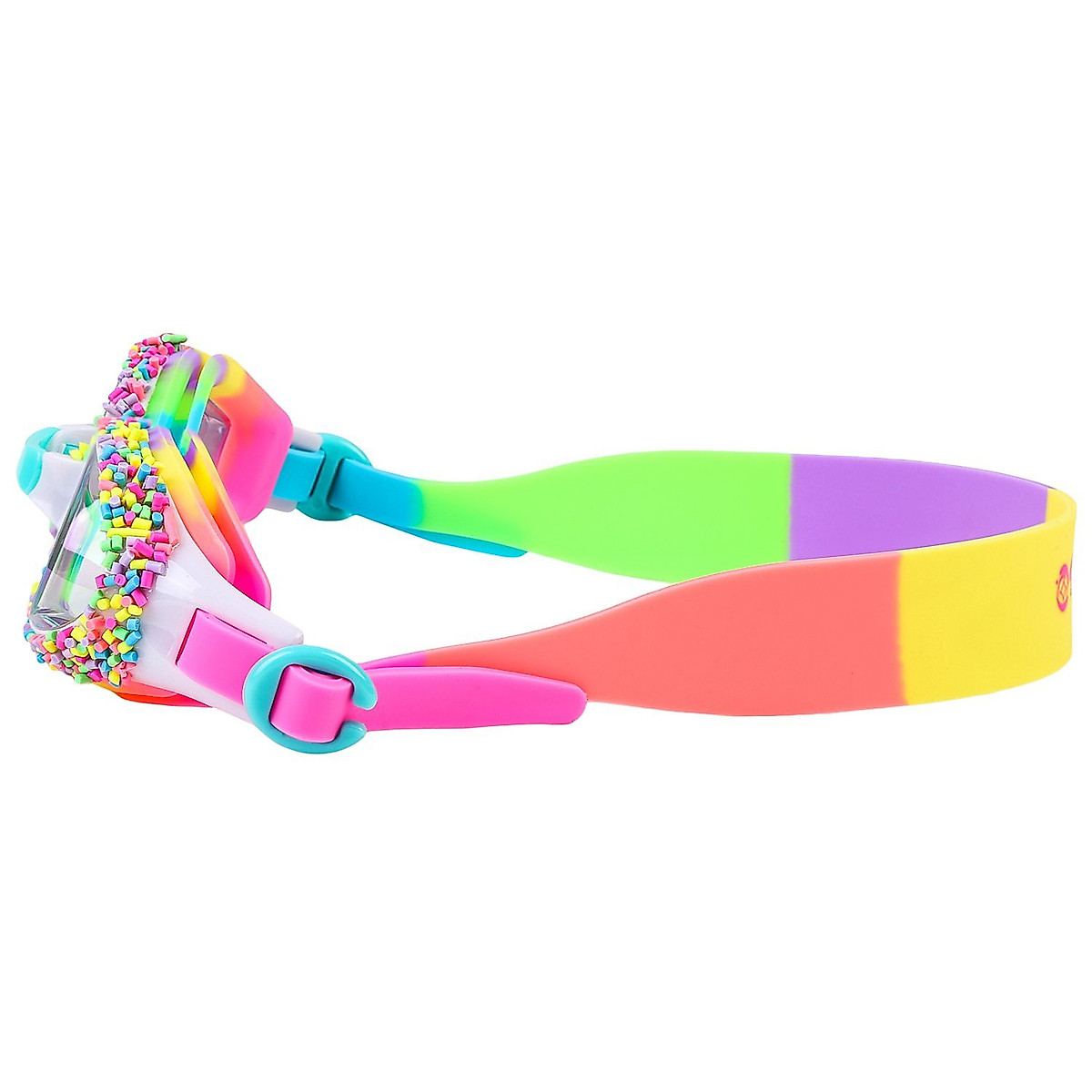 Bling 2O Girls' Rainbow Cake Kids Swimming Goggles (Ages 3+ up) - UV Protection, Latex-Free, 100% Silicone Material - Includes Anti-Fog & Adjustable Nose Piece