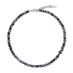 COAI Womens Mens Cross Snowflake Obsidian Necklace