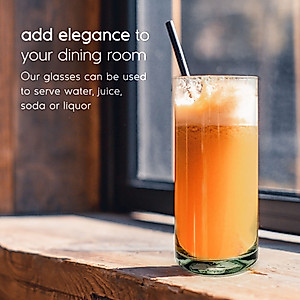 MexHandcraft Clear Blown 20 oz Tall Iced Tea Glasses, set of 6, Mexican Handmade Glassware, Recycled Glass, Lead & Toxin Free (Tall Iced Tea)