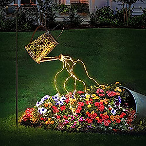 Gusgopo Small Solar Outdoor Lights, Hanging Waterproof Garden Decor Strip Light, Automatic Warm LED Metal Watering Can Light, Decoration for Landscape, Patio, Yard, Lawn, Pathway, Walkway, Tree