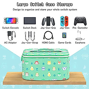 Carrying Case Compatible with Nintendo Switch/Switch OLED Case, Large Storage Carry Case Cute Soft Shell Protective for Switch Console Pro Controller & Accessories