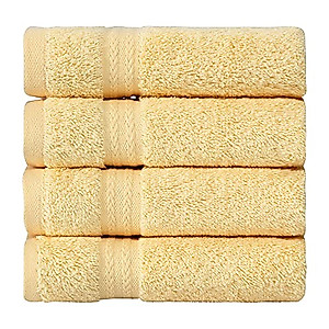 flume home Washcloth Set of 4 I 100 % Turkish Cotton I 13x13 Inches (Spectra Yellow) Cotton Washcloth I Kitchen Towels I Face Towels I Turkish Hand Towel I Washcloths for Body and face