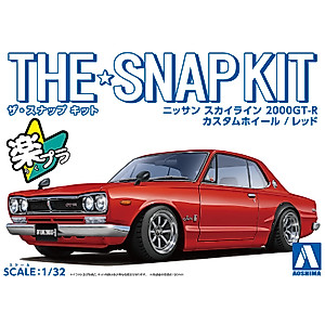 Aoshima Bunka Kyozai 09-SP3 The Snap Kit Series Nissan Skyline 2000GT-R Custom Wheel (Red) Color Coded Plastic Model
