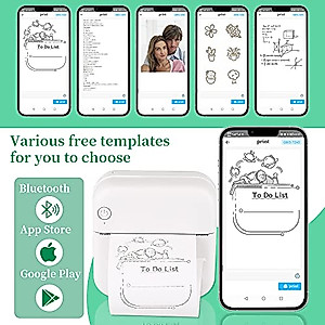 VIDYSUFYR Mini Printer Sticker Maker, Bluetooth Wireless Portable Mobile Printer Machine Thermal Printer for Notes, Memo, Photo, Sticky Scrapbook, Label Pocket Label Receipt Printer (Blue)