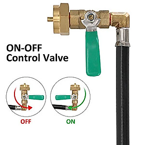 STYDDI 4FT / 48" Propane Refill Adapter Hose, 1Lb Propane Tank Refill Adapter Extension Hose with ON-Off Valve, Filling 1LB Tank Cylinders from 20-50 LB Tank, QCC1/Type 1 Connector, 350 PSI