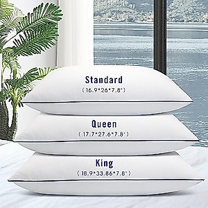 Piwaal Bed Pillows for Sleeping 2 Pack, King Size Pillows Set of 2,Down Alternative Filling, Pillow for Back, Stomach or Side Sleepers Black