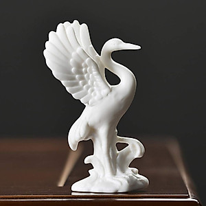 Crane Garden Statues Ceramic Crane Figurine Miniature Standing Crane Sculptures Bird Art for Centerpieces Bonsai Table Decor