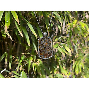 Starborn Sericho Pallasite Meteorite Dog Tag Pendant Sterling Silver