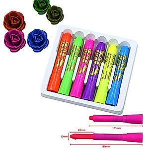 6PCS Glow in The Dark Face Paint Crayons UV Neon sign Halloween Carnival Night glow makeup Paint - Safe, Washable,