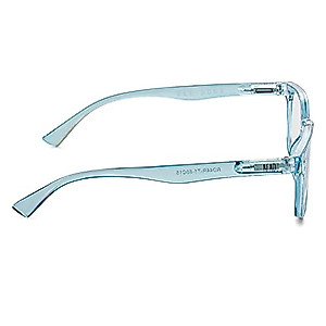 Rae Dunn "JUDY Blue Light Blocking Reading Glasses w/READ MORE Signature Font Microfiber Case (Crystal Dusty Blue, 2.0)