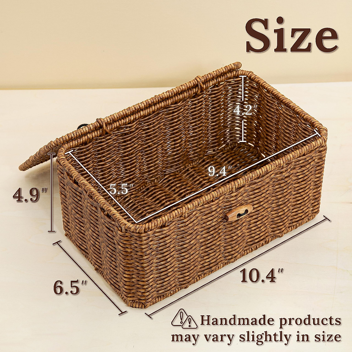 WeeNest Rectangular Wicker Tissue Box Cover - Facial Tissues Box Holder, Resin Wicker, Toffee