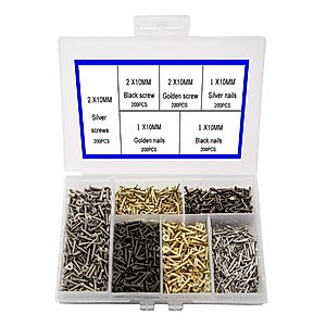 newlng 1200pcs 6 Kinds of Wood Screws Small Screws for Wood Small Hinge Screw Wood Nail Tiny Craft Screws DIY Mini Screw and Nail Small Wood Screws Assortment Kit