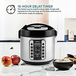 Aroma Housewares AROMA® Professional 20-Cup (Cooked) / 5Qt. Digital Rice Cooker, Steamer, and Slow Cooker Pot with 10 Smart Cooking Modes, Including Sauté-then-Simmer®