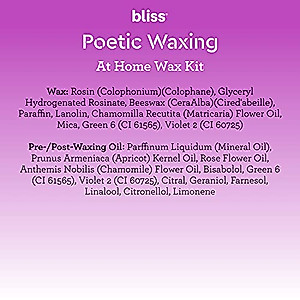Bliss Poetic Waxing At Home Wax Kit - 5.3 Fl Oz - Microwavable Stripless Wax Hair Removal Kit - Fragrance Free - Safe for All Skin Types - 6 PC Set