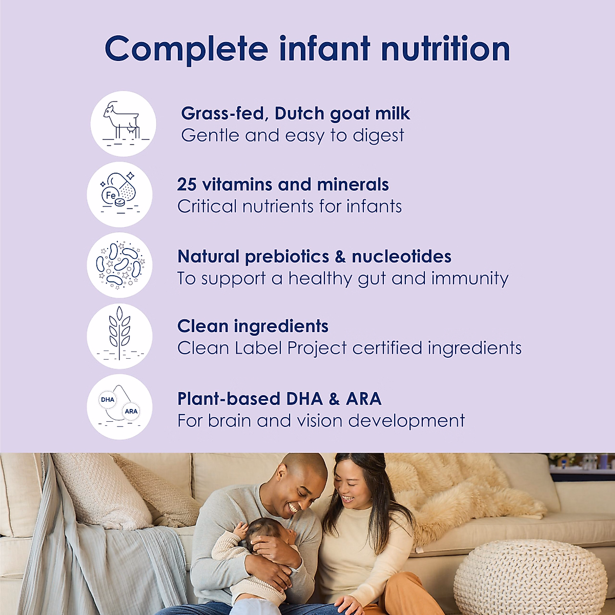 Kabrita Goat Milk Infant Formula - Easy to Digest Baby Formula 0-12 Months - Contains Prebiotics, Iron, DHA, Non-GMO - Gentle on Sensitive Tummies - Formula Supporting Gut Health & Sleep - 28Oz