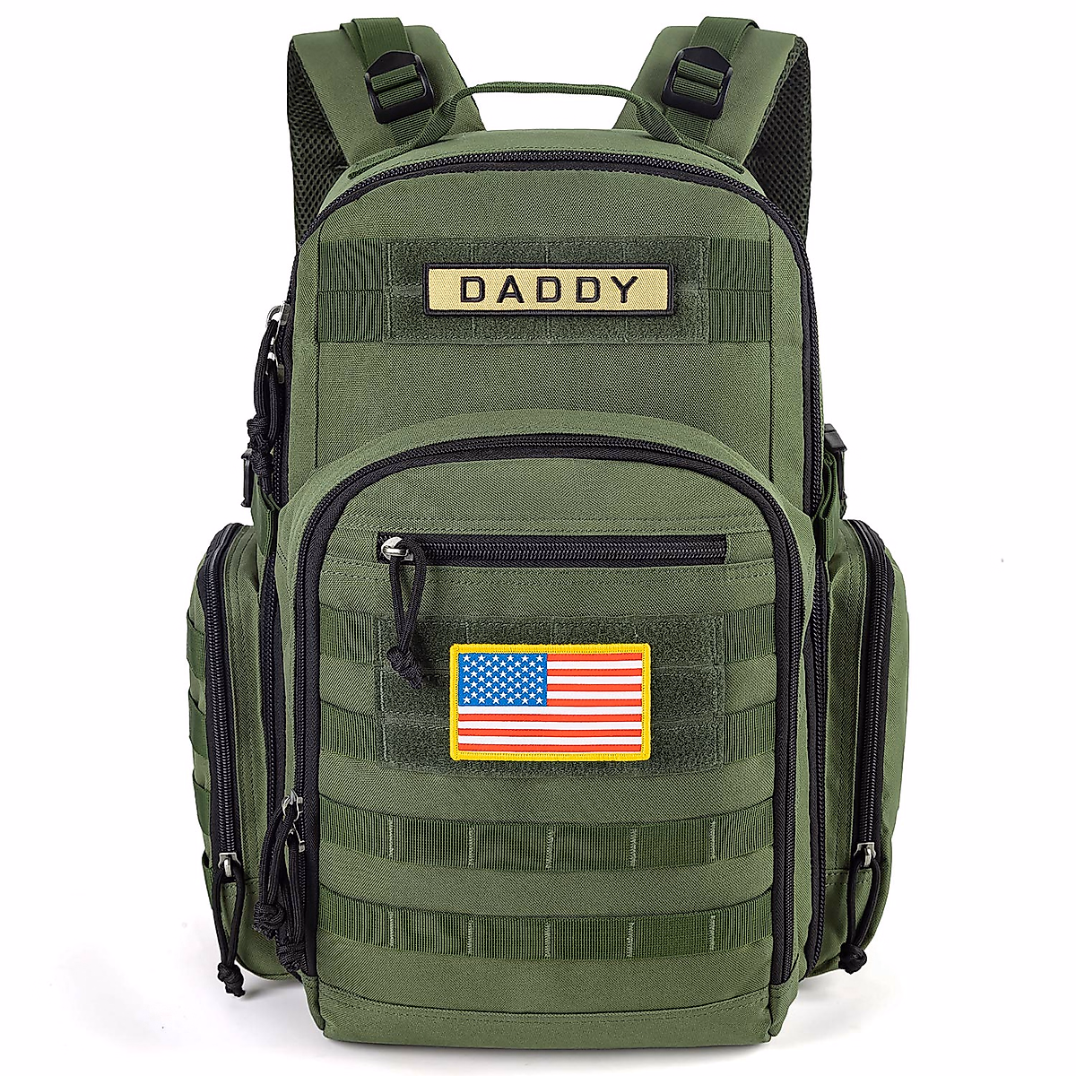 espidoo Diaper Bag Backpack for Dad, Military Tactical Backpack with Molle System, Large Travel Bag Backpack for Men, Black