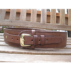 Gun Belt with Right Handed Tooled Holster Combo - 22 Caliber - Leather - Brown (brown,40") - sizes are for hip size