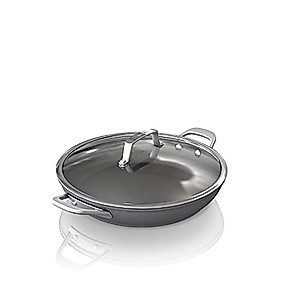 Ninja C30830 Foodi NeverStick Premium 12-Inch Everyday Pan with Glass Lid, Hard-Anodized, Nonstick, Durable & Oven Safe to 500°F, Slate Grey