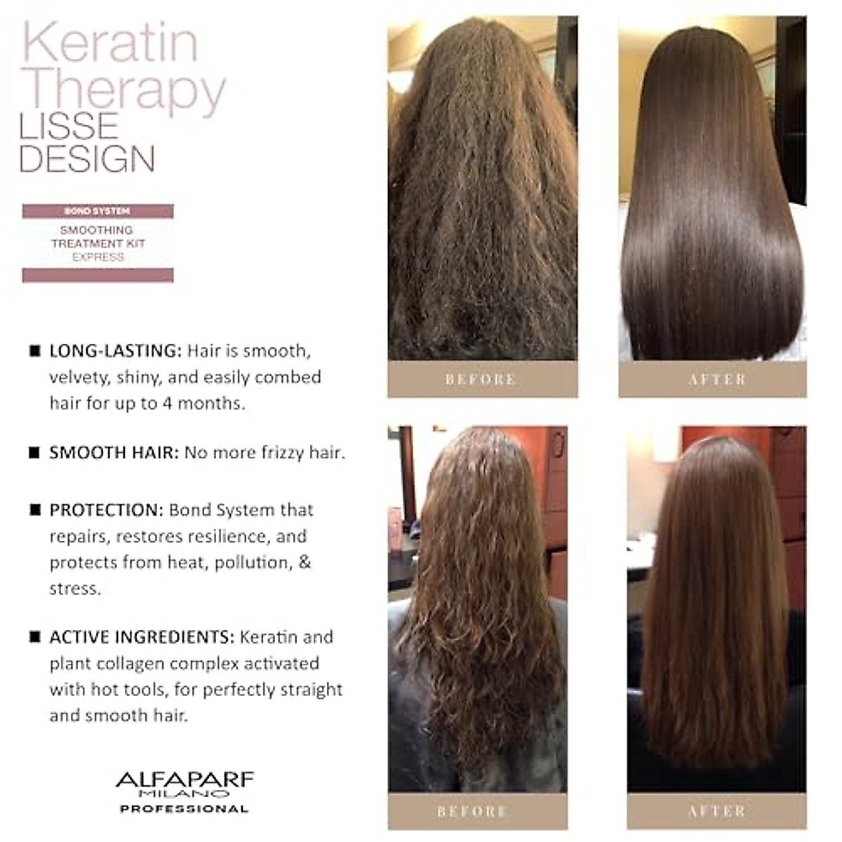 Alfaparf Milano At Home Keratin Hair Treatment - Keratin Therapy Lisse Design Express Brazilian Keratin Treatment - Hair Straightening and Smoothing - Formaldehyde Free - Sulfate Free
